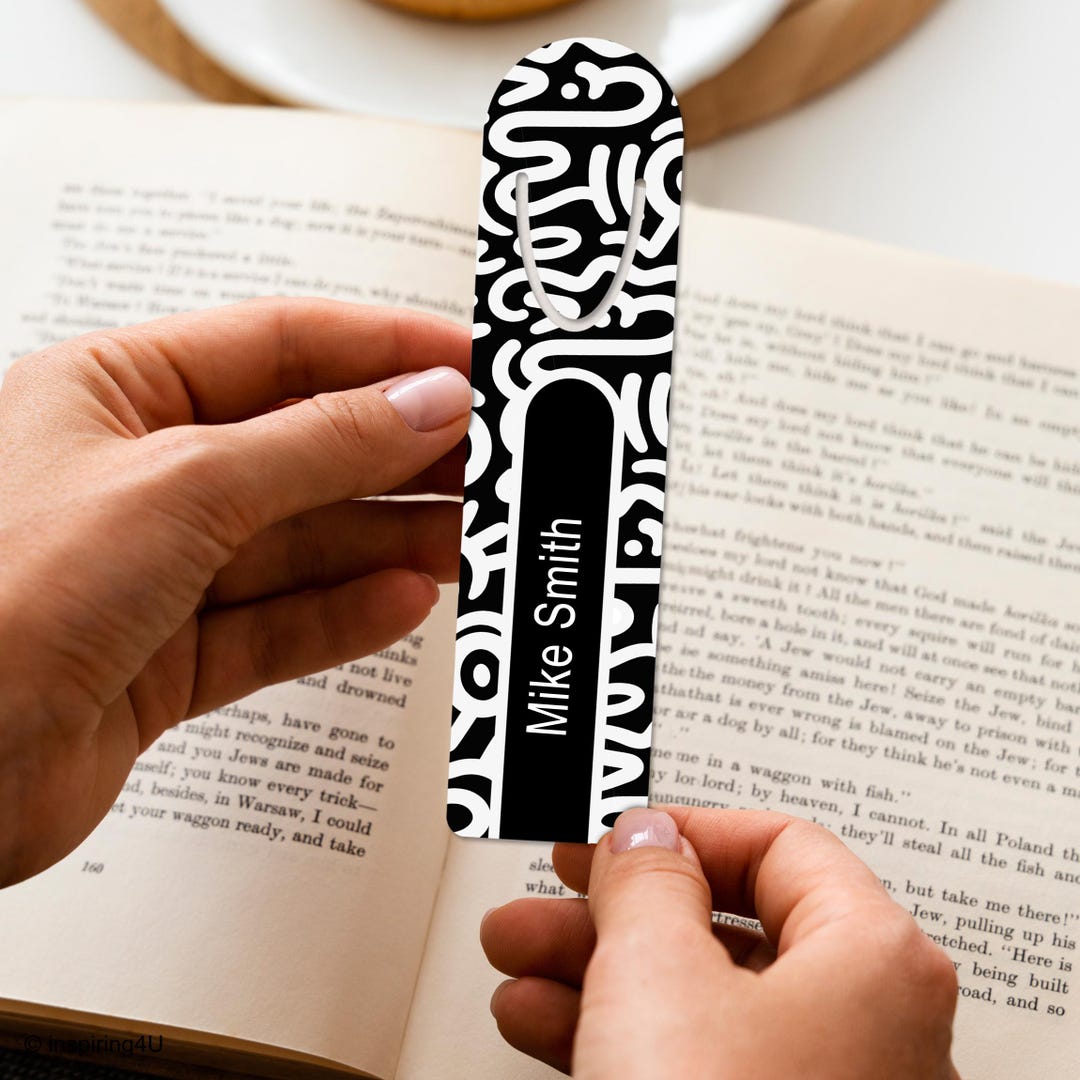 Personalized Aluminum Bookmark: Black & White Custom Name Gift - Etsy