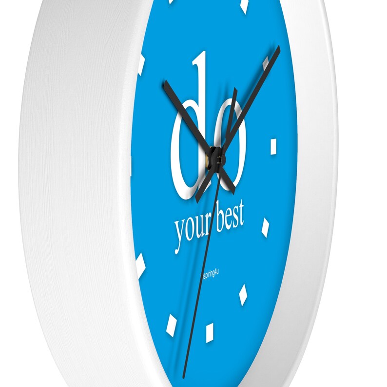 Light Blue Wall Clock. Office Wall Decor Clock With Motivational Quote ...
