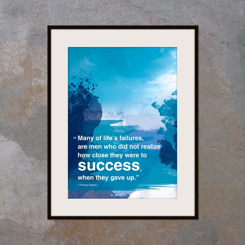 Blue Painting. Motivational Print. Success Inspiring Quote Poster ...