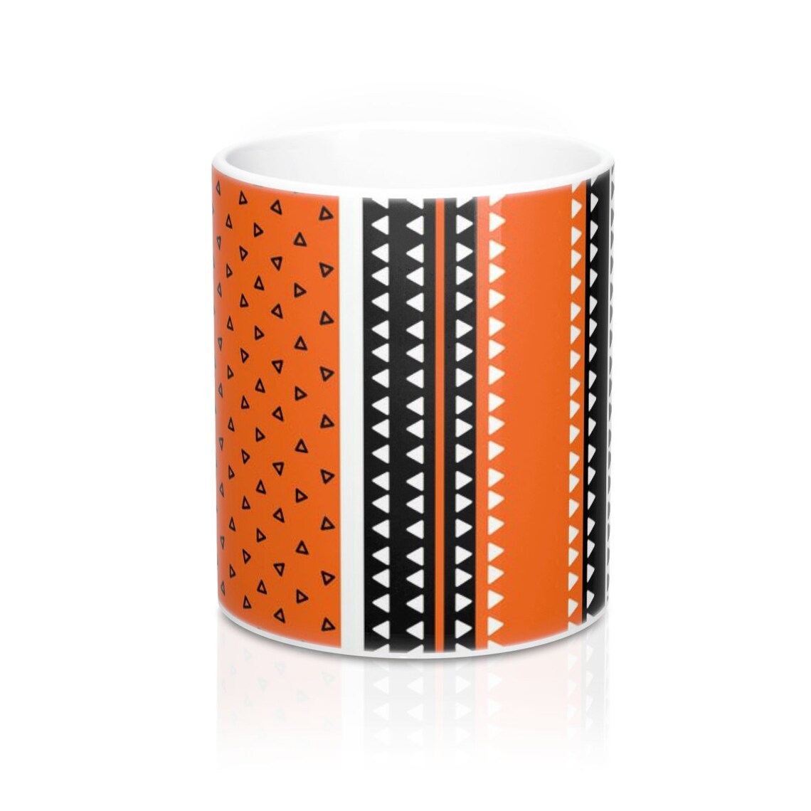 Orange Ceramic Coffee Mug, Triangles Pattern Mug, Office Tea Mug, Mug ...