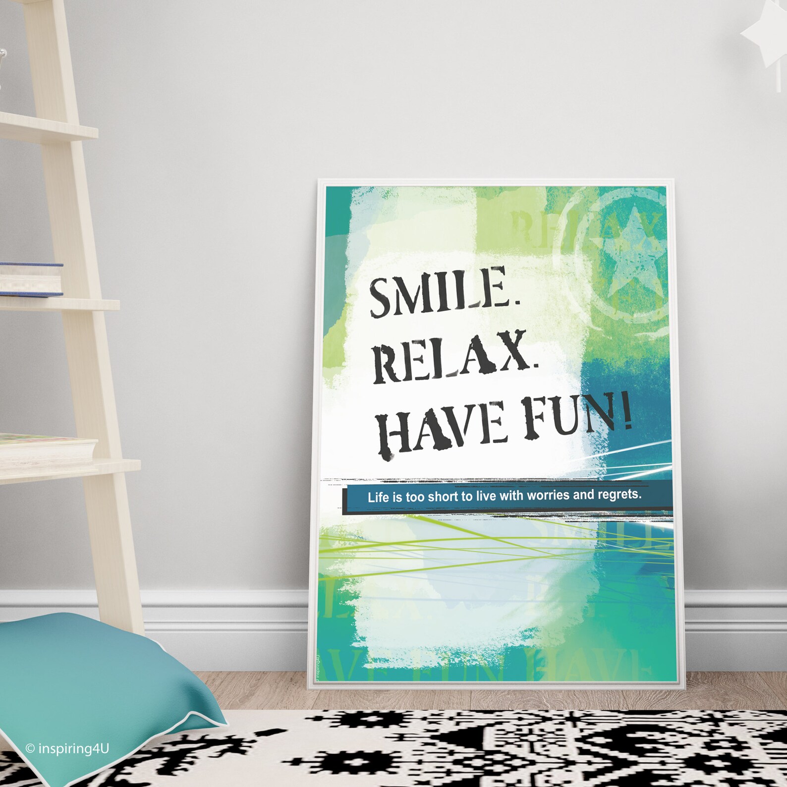 A4 Motivational Poster With Inspiring Happy Quote. Positive Thinking ...