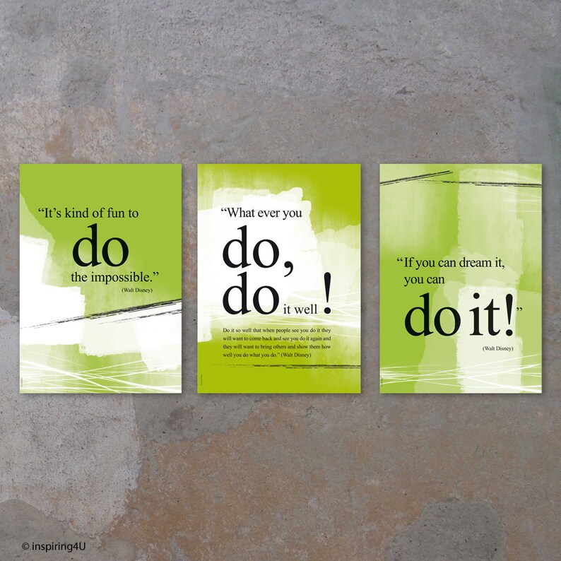 SET of 3 Motivational Posters. Walt Disney You Can Do It Quote Poster ...
