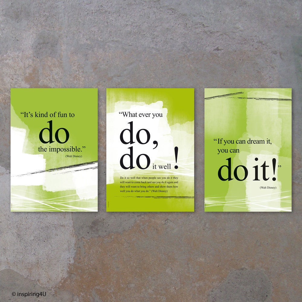SET of 3 Motivational Posters. Walt Disney You Can Do It Quote Poster ...