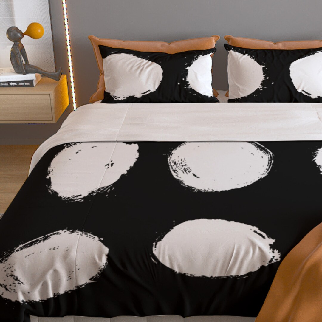 Young and Chic Black White Graphic Bedding Set: Contemporary Bedroom ...