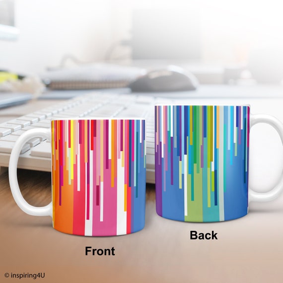 Rainbow Coffee Mug Colorful Coffee Mug Ceramic Mug Ceramic Tea | Etsy