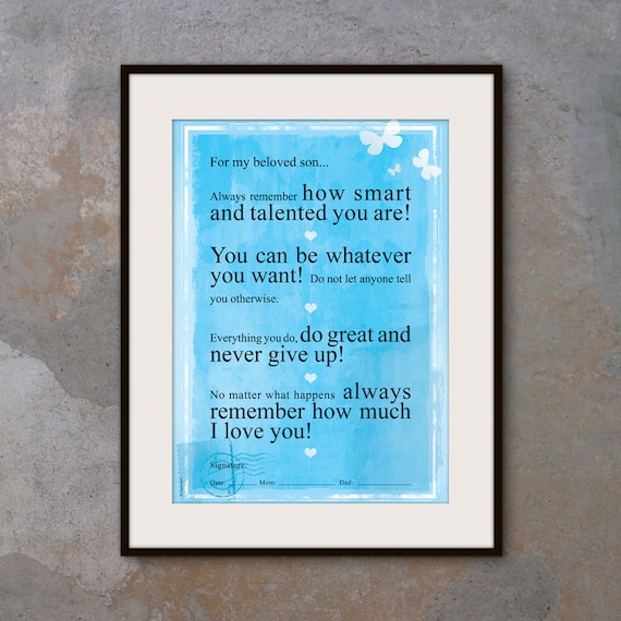 A3. For my beloved son. Motivational poster for children. | Etsy