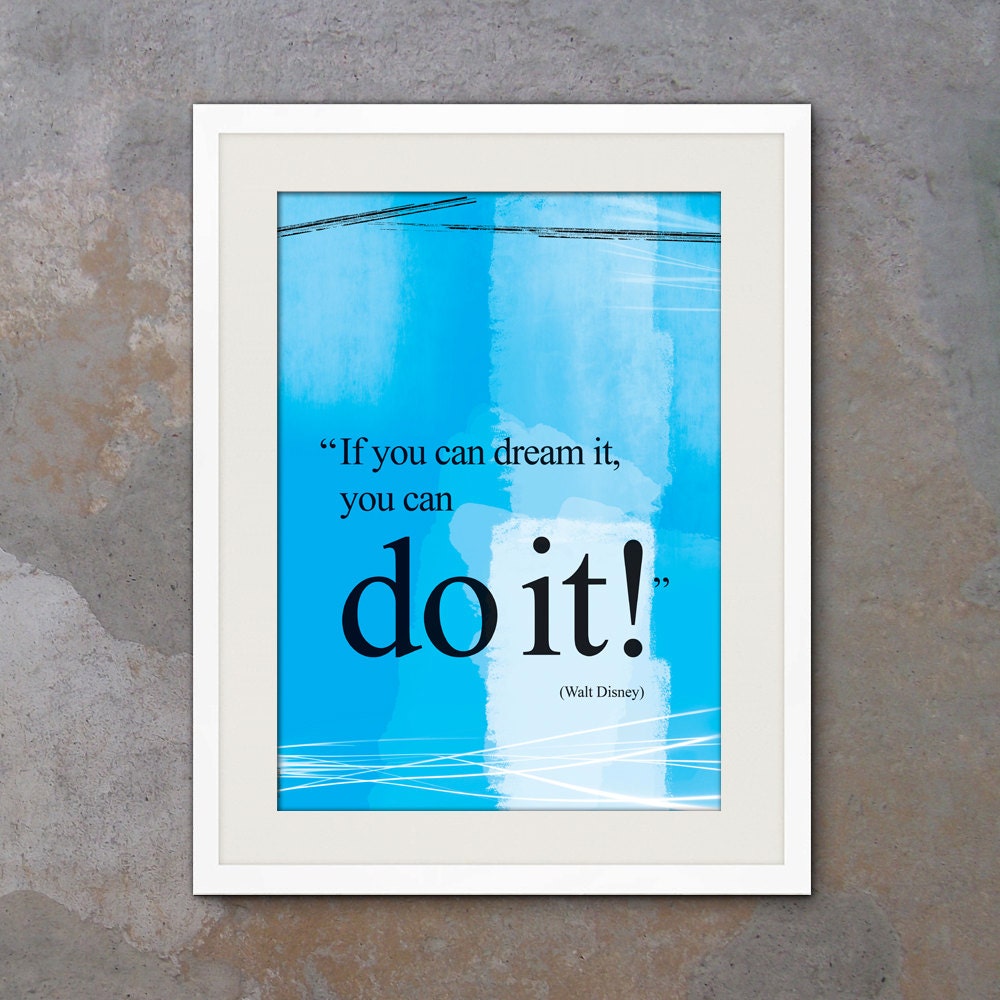 Walt Disney You Can Do It Quote Poster. Positive Thinking. - Etsy