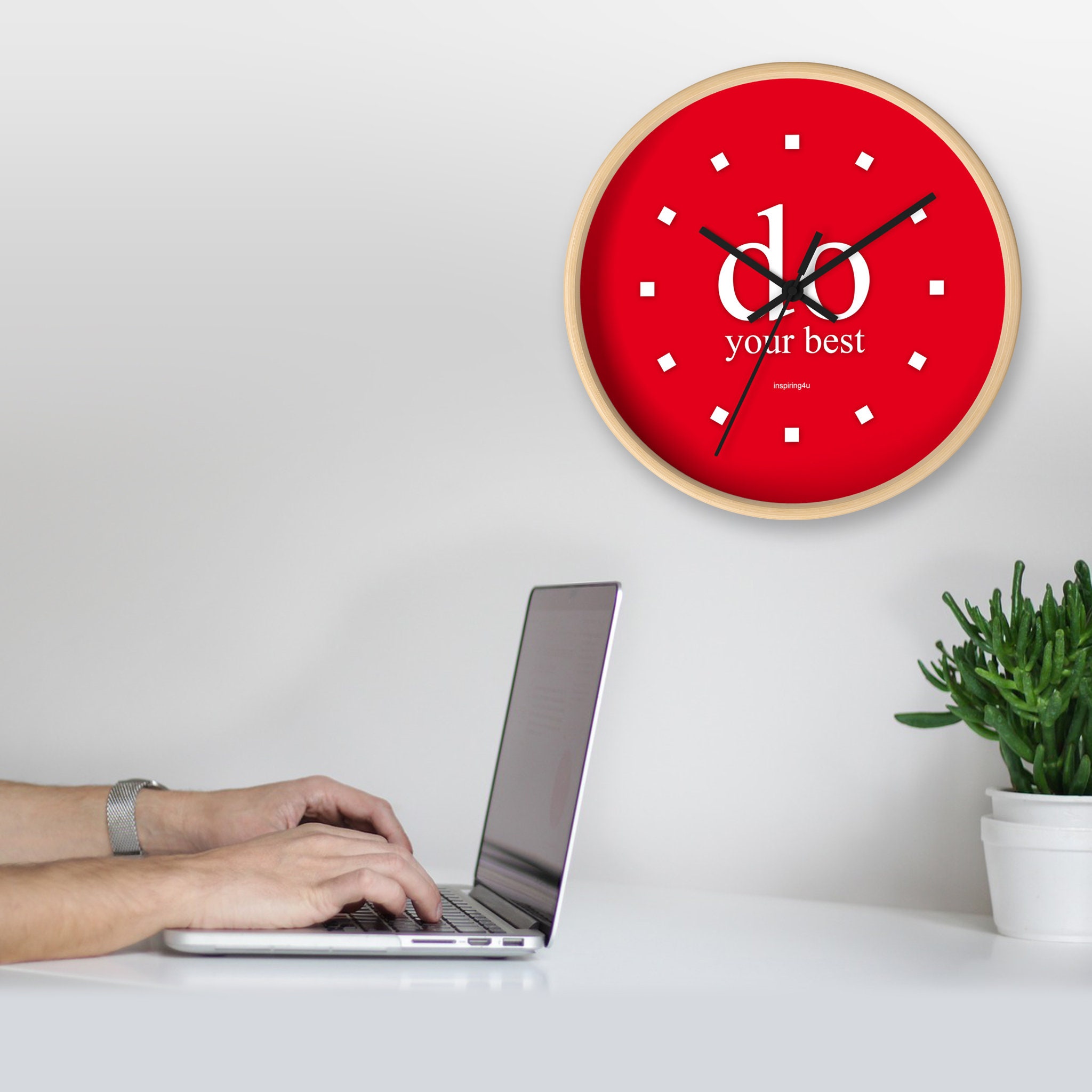Red Wall Clock "do Your Best". Office Wall Decor Clock With ...