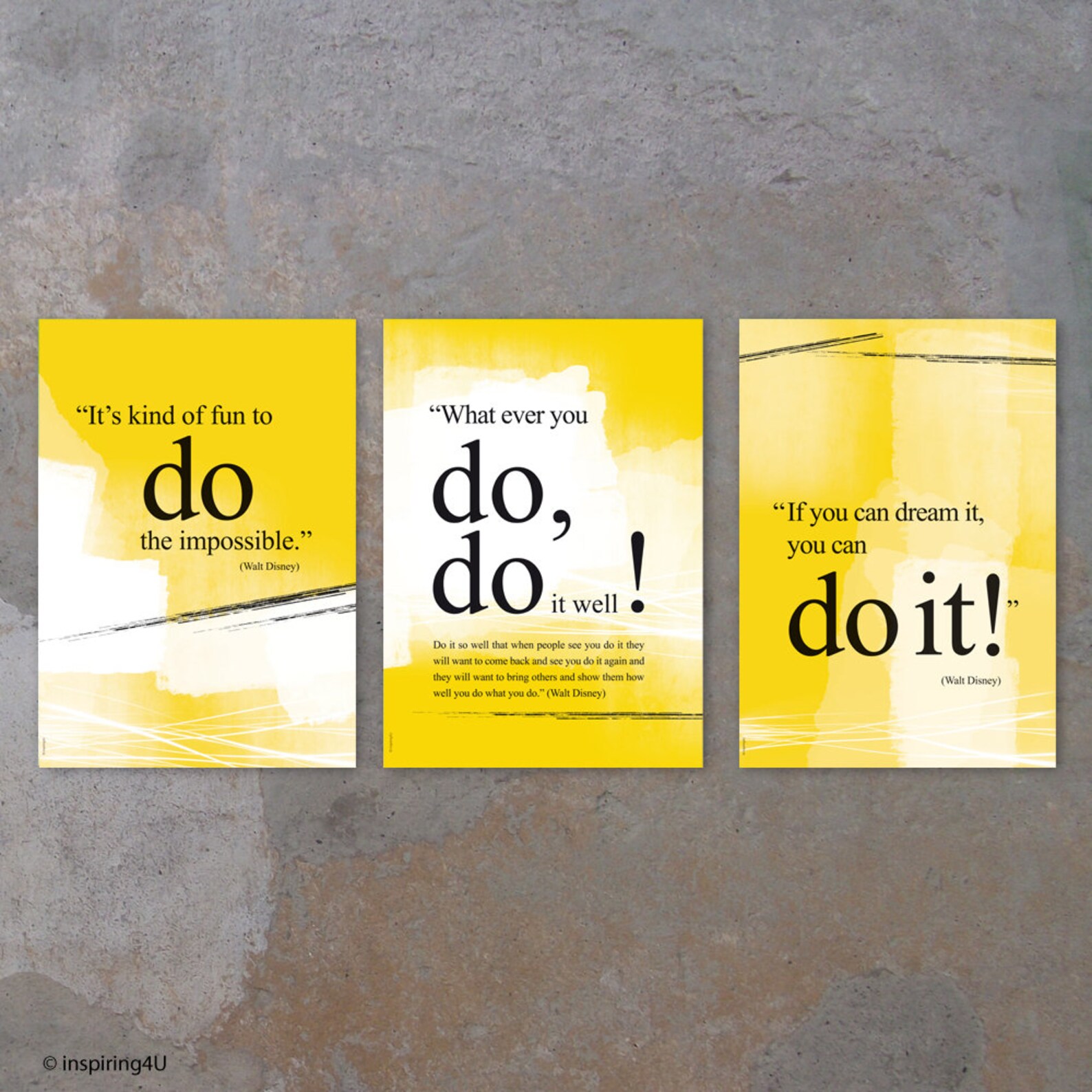 SET of 3 Motivational Posters. Walt Disney You Can Do It Quote Poster ...