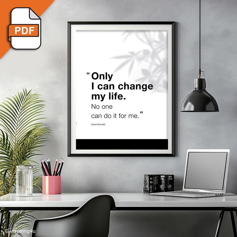 Printable Inspirational Quote Poster: Black and White Motivational Wall ...
