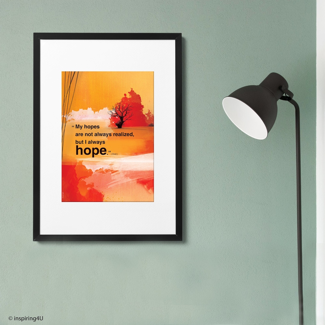 A4 Inspirational Poster With Hope Quote. Positive Thinking for Office ...
