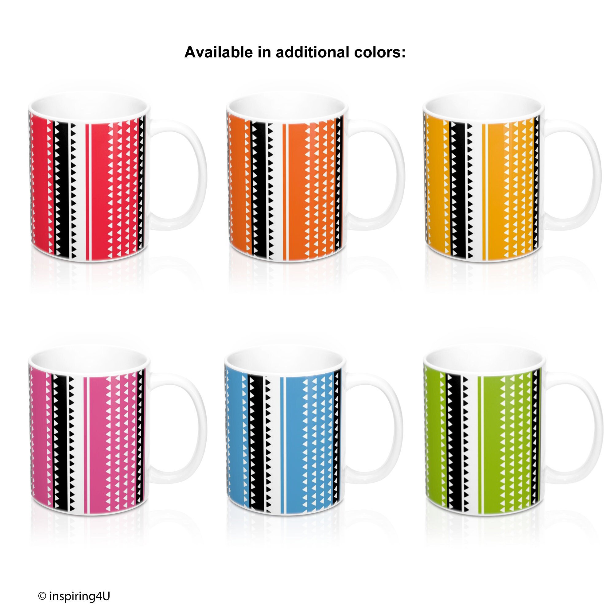 Orange Ceramic Coffee Mug, Triangles Pattern Mug, Office Tea Mug, Mug ...