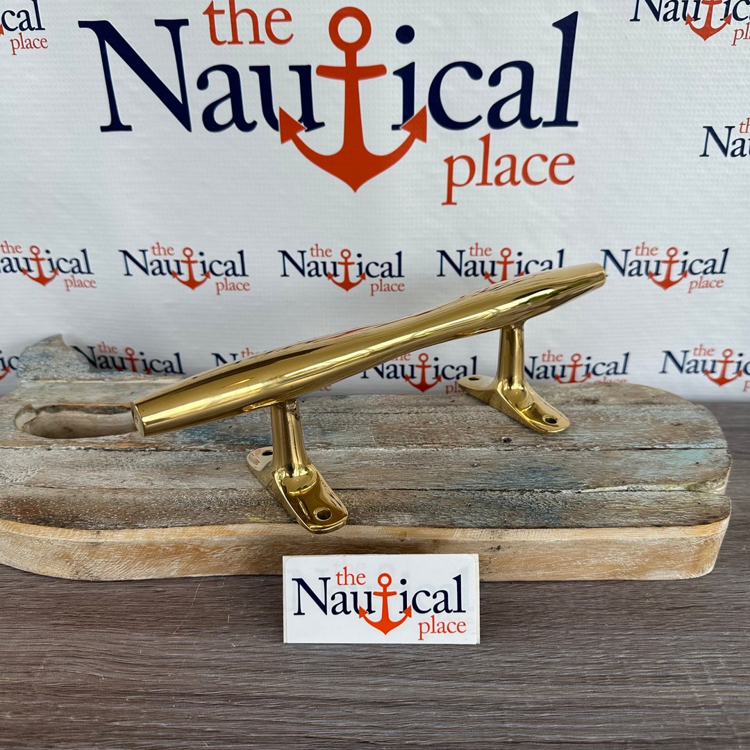 Large 10" Brass Cleat - 2 Lbs. - Cabinet Door or Drawer Pull - Nautical Wall Hook - Boat Dock ...