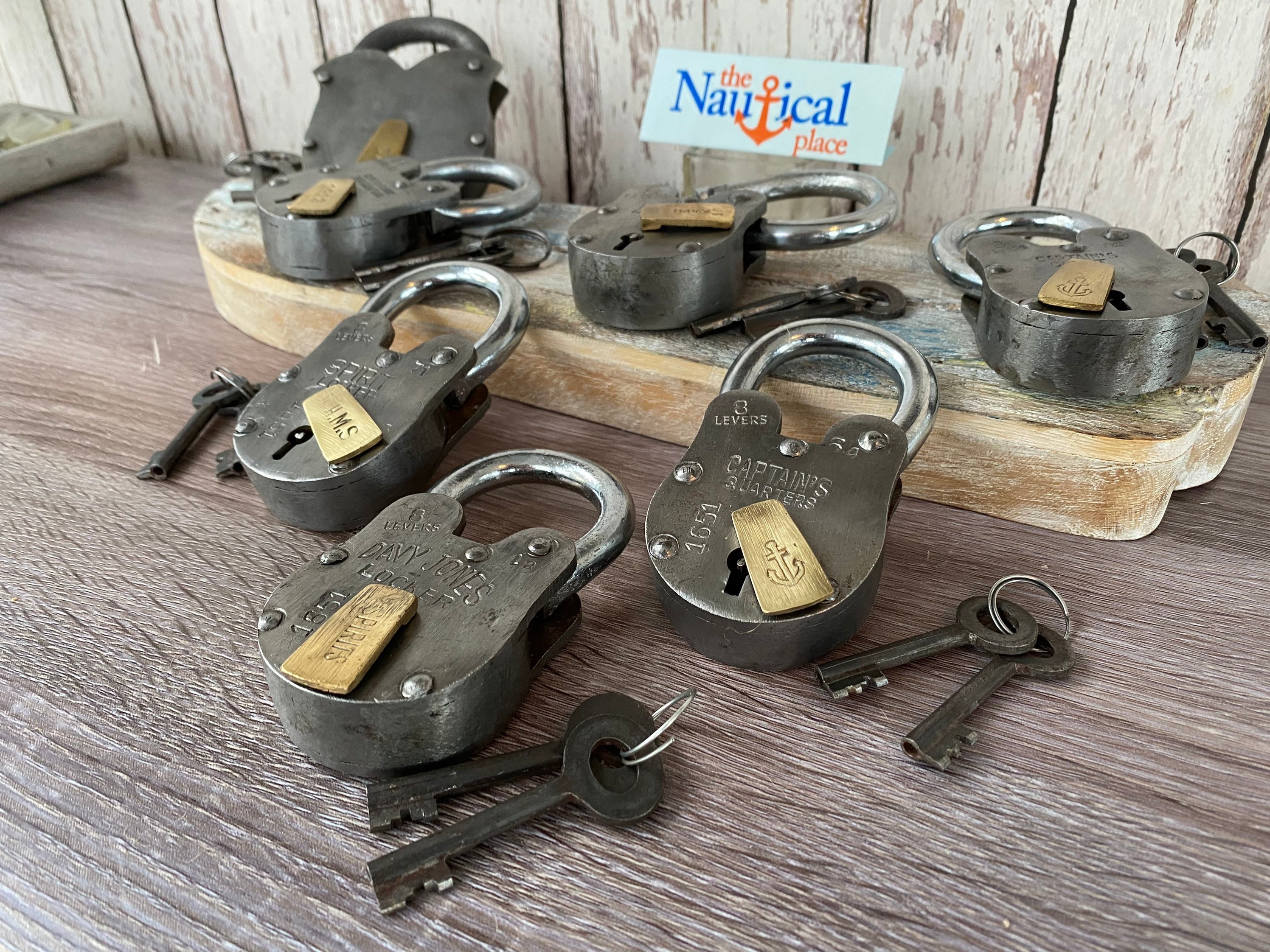 Old Style Iron Lock and Keys w/ Brass Keyhole Cover - Vintage Antique ...