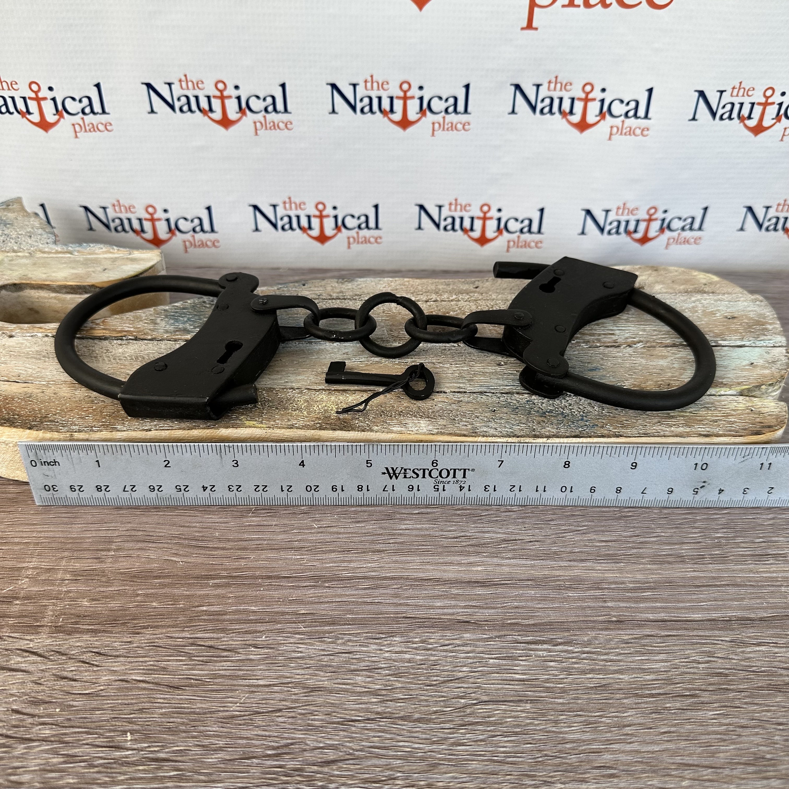 Iron Hand Cuffs and Key - Old Vintage Style Shackles - Police Jailer ...