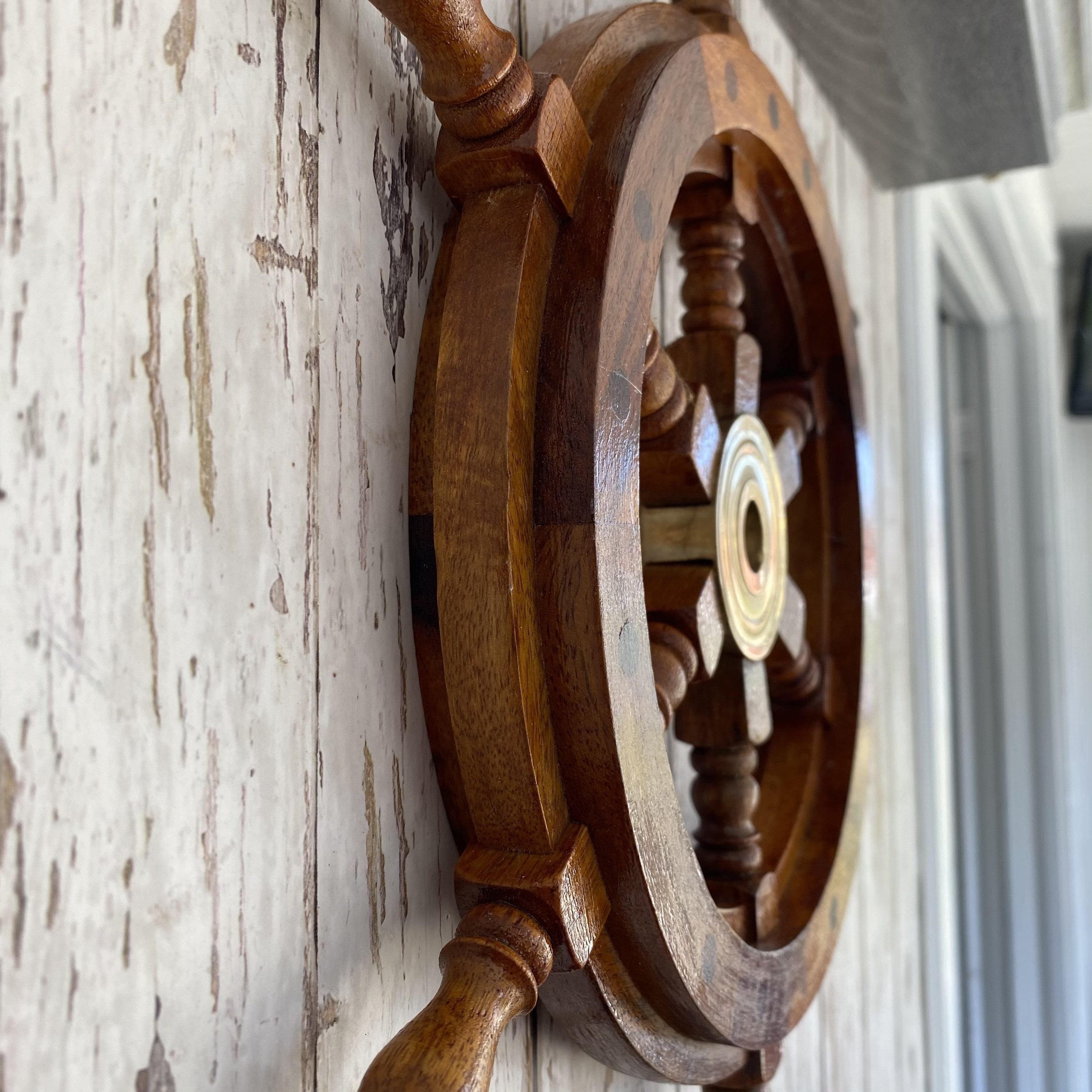 12 Wood Ship Wheel With Brass Center - Wooden Ship's Wheel - Nautical ...