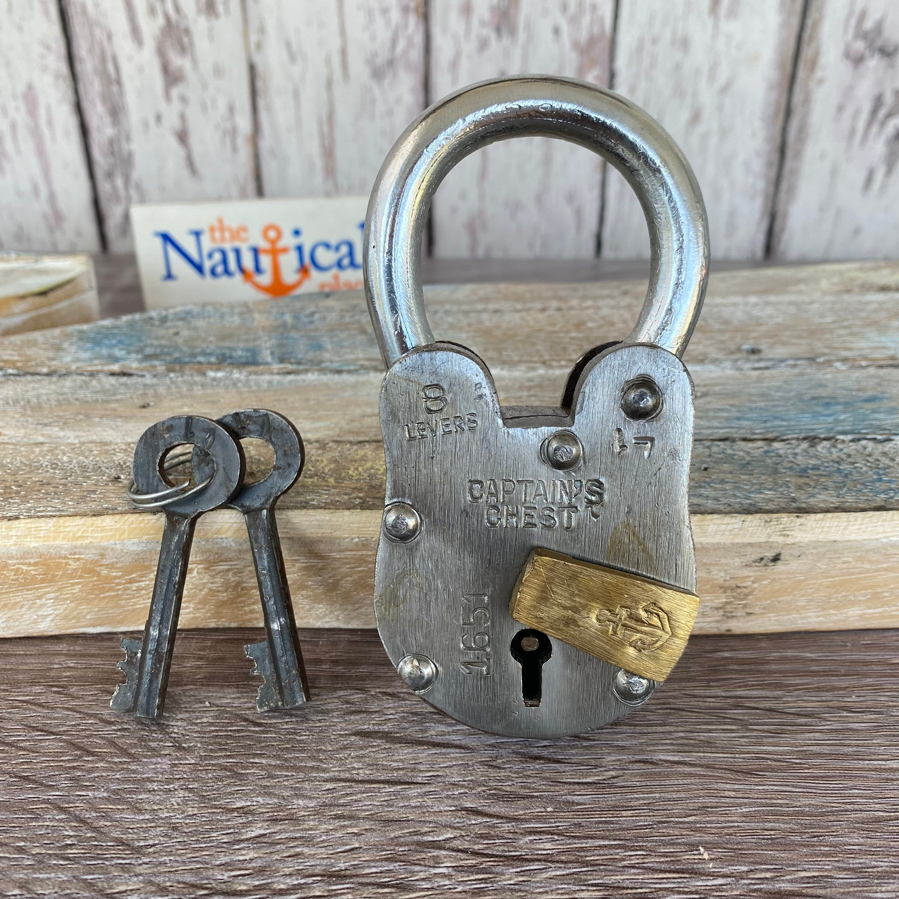 Old Style Iron Lock and Keys w/ Brass Keyhole Cover - Captain's Chest ...