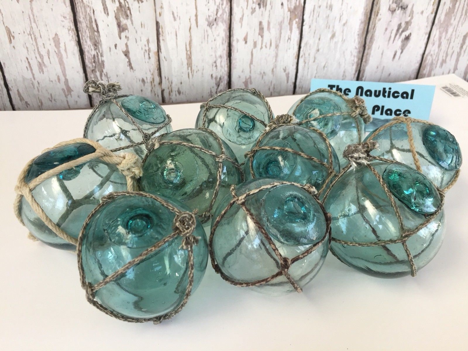 2.5 Japanese Glass Floats w/ Netting, Vintage Fishing Buoys From Japan ...