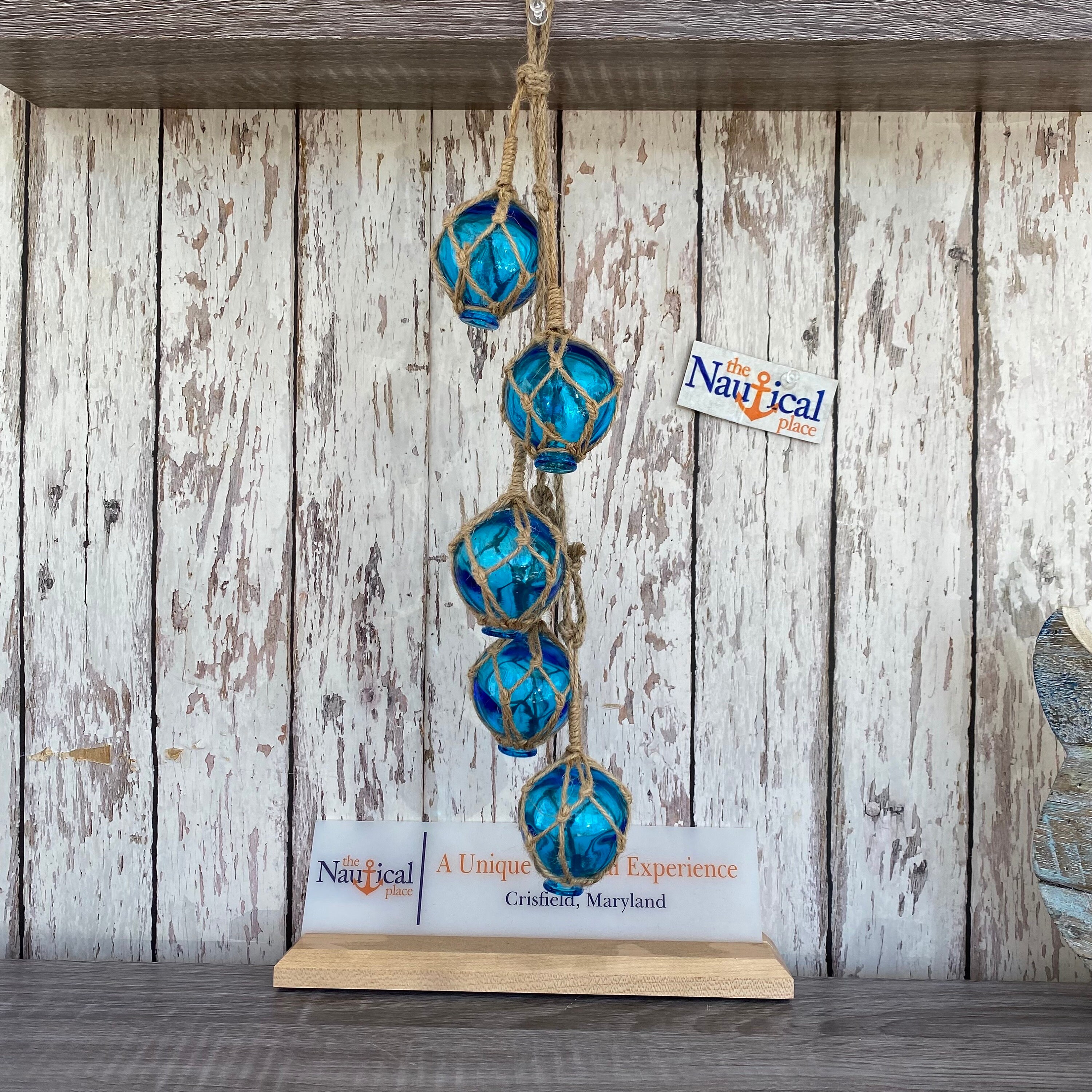 Glass Fishing Floats On Rope - Fish Net Buoy Ball - Nautical Decor ...