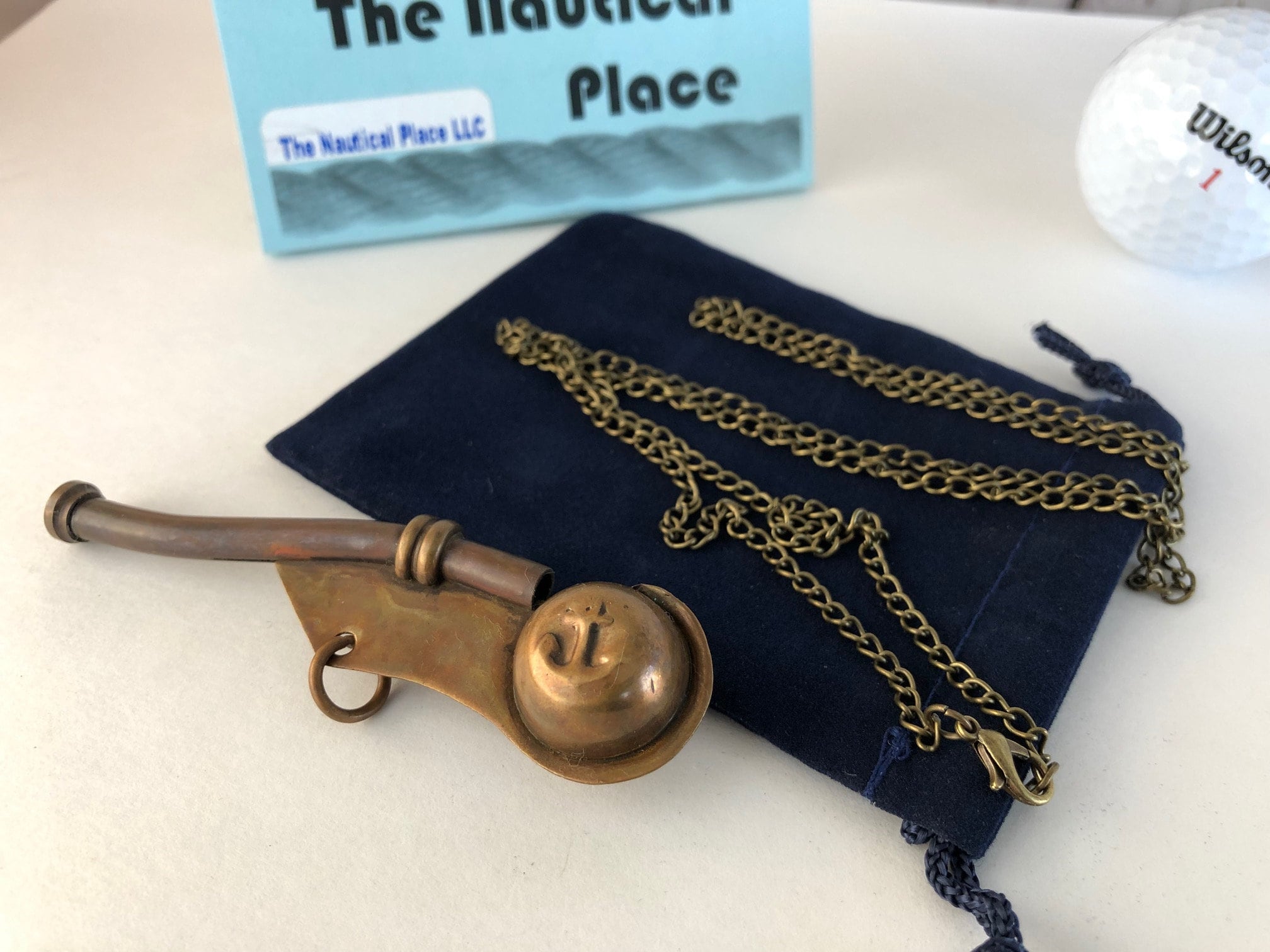 Antique Finish Brass Boatswain Whistle w/ Optional 27 Chain & Bag ...