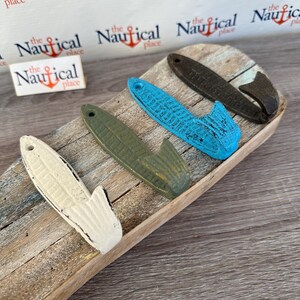 5" Cast Iron Fish Tail Wall Hook - Distressed White, Blue, Green ...