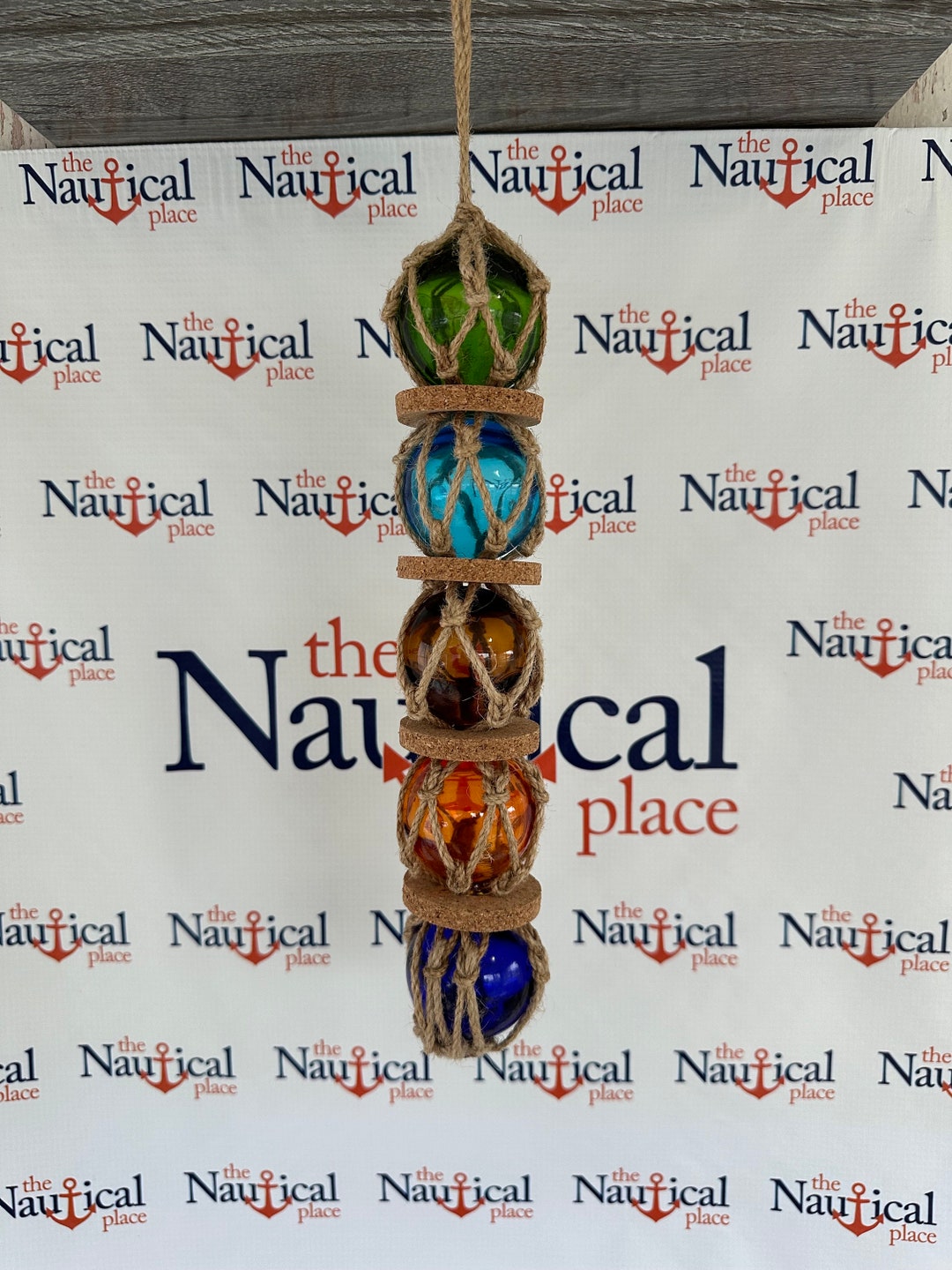 5 - 2" Glass Fishing Floats on Rope - Fish Net Buoy Ball - Nautical ...