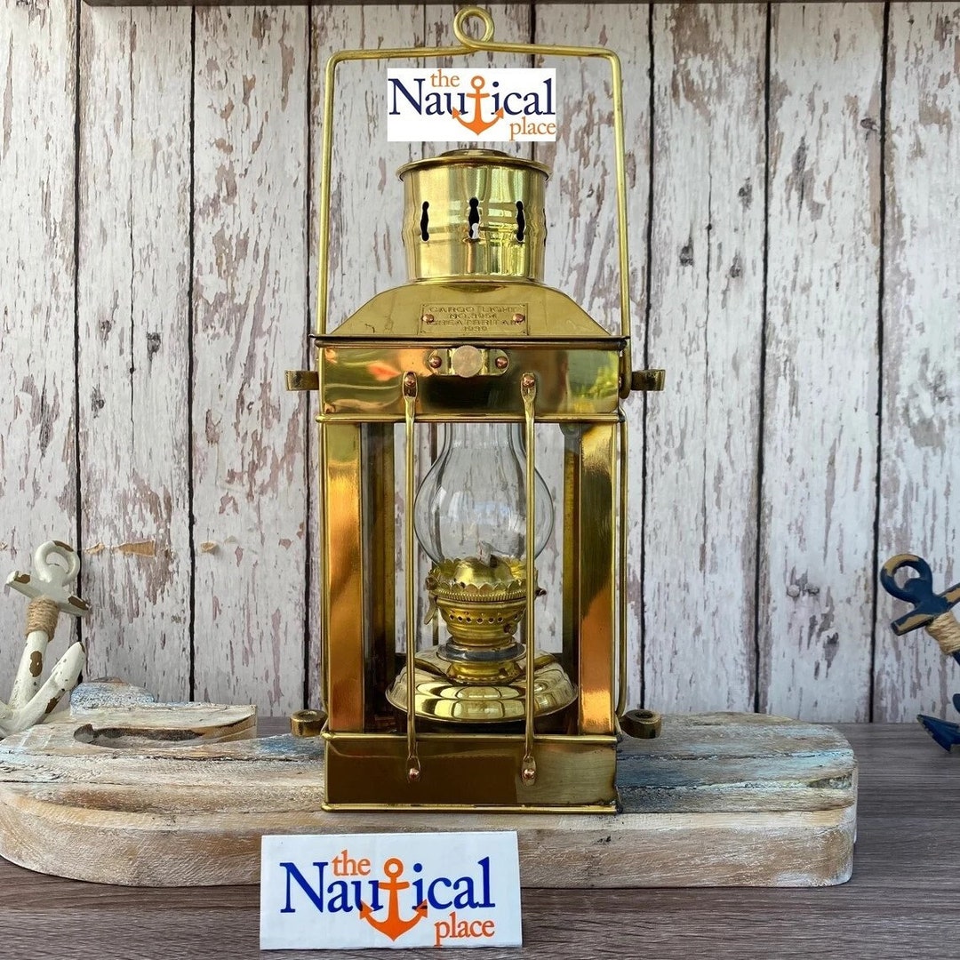 Vintage Brass Ship Cargo Lantern - Polished Finish - Nautical Oil Lamps ...