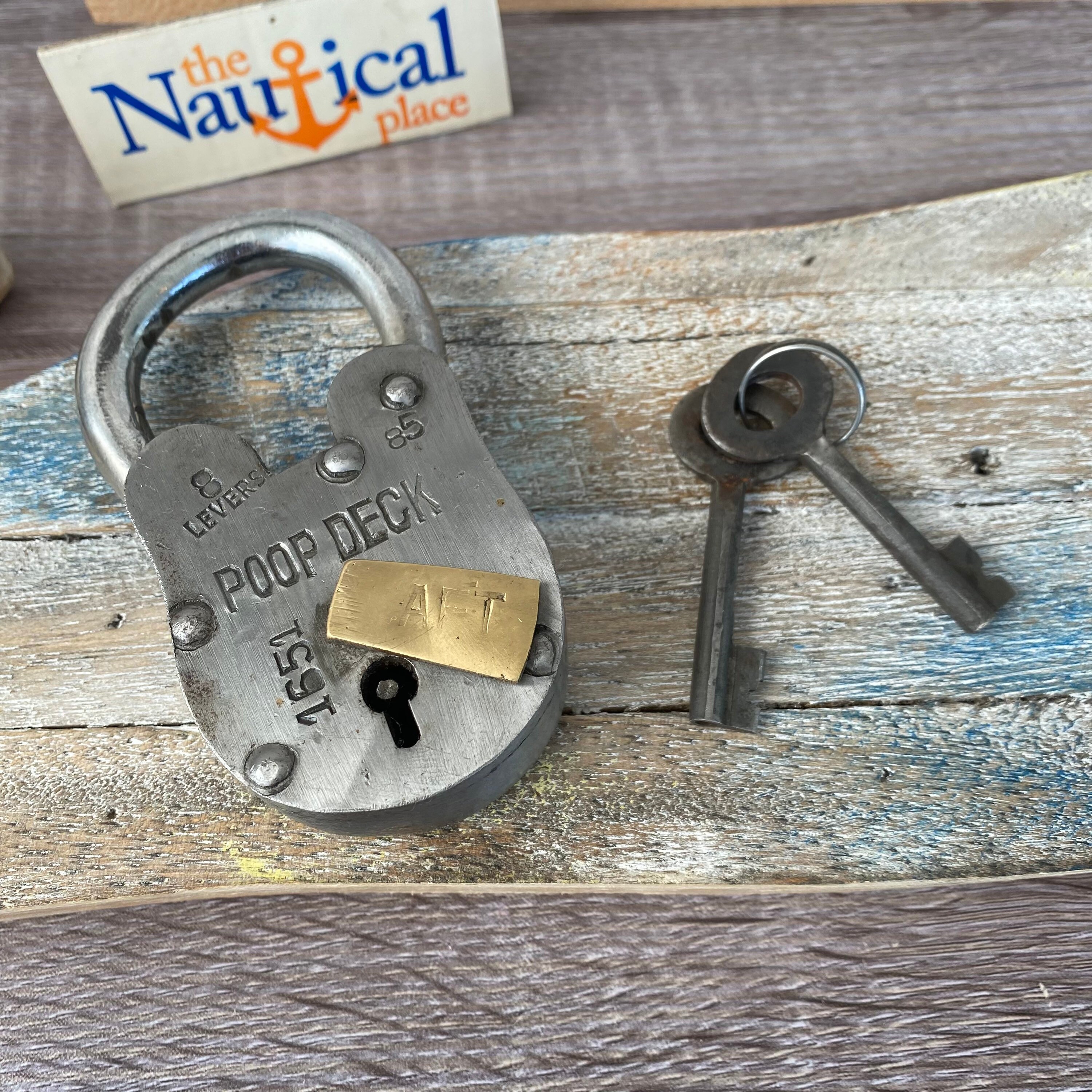 Old Style Iron Lock and Keys w/ Brass Keyhole Cover - Poop Deck ...