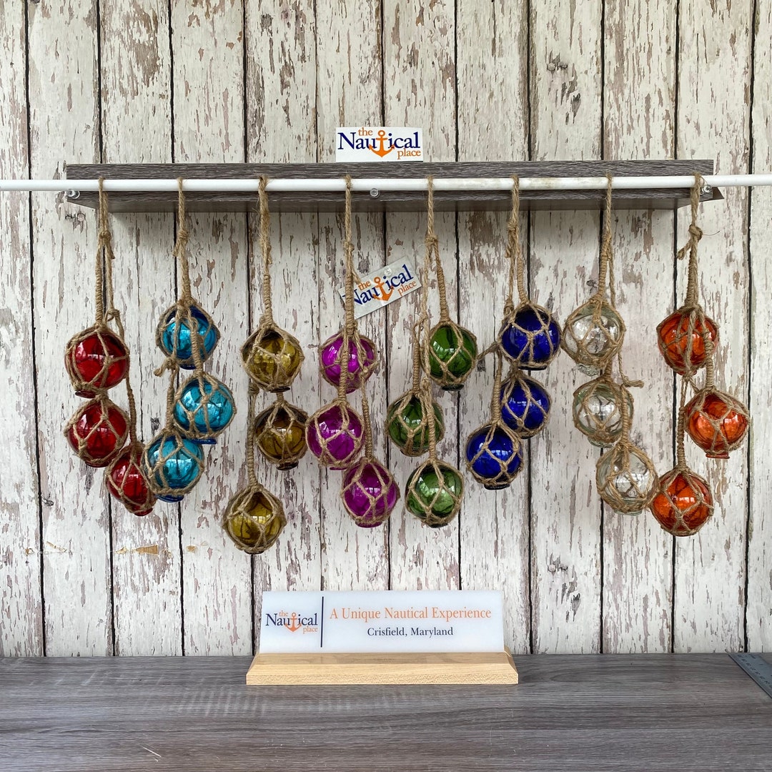 2" Glass Fishing Floats on Jute Rope - Custom You Pick Colors - Fish ...