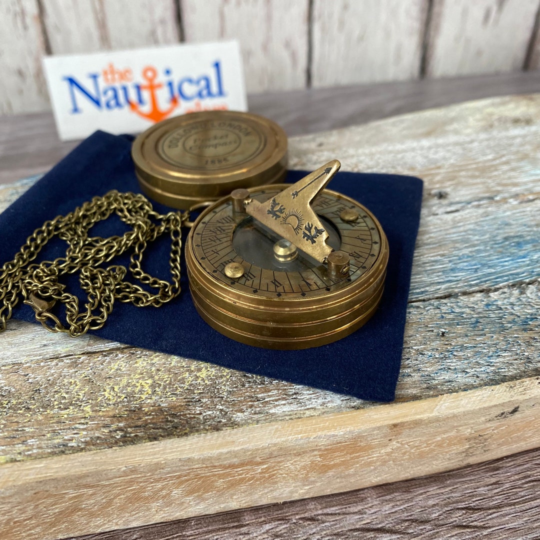 Brass Sundial Compass W/ Screw on Lid Antique Finish W/ - Etsy
