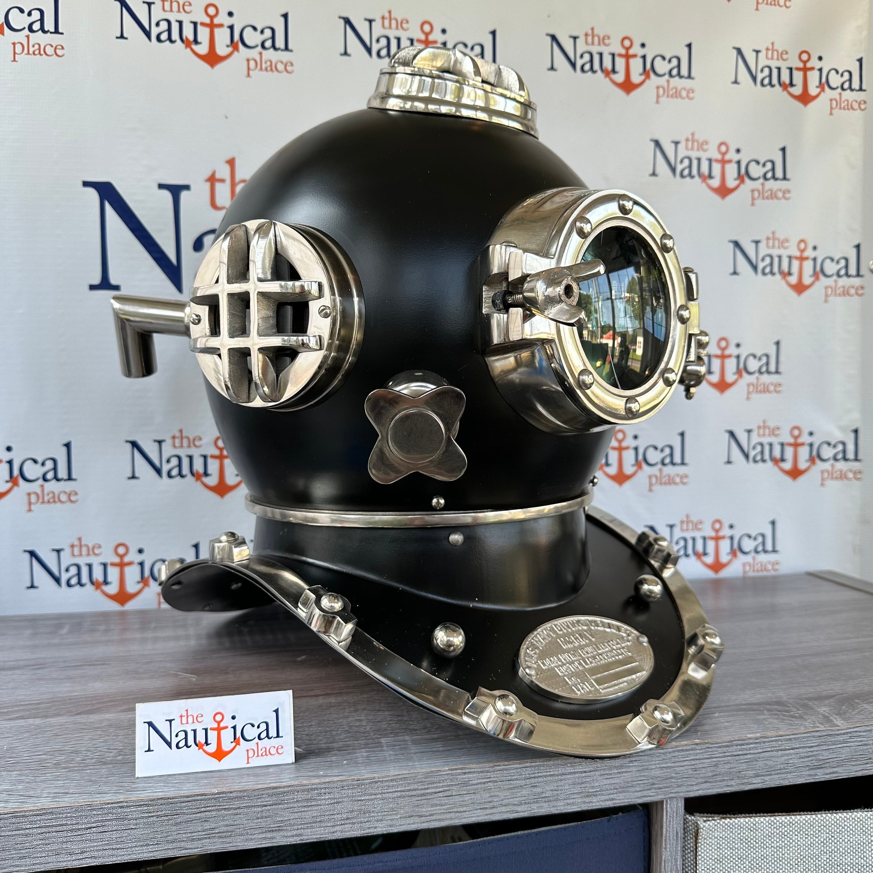 Black & Nickel Finish Diver Helmet, Full Size Mark V Diving Helmet ...