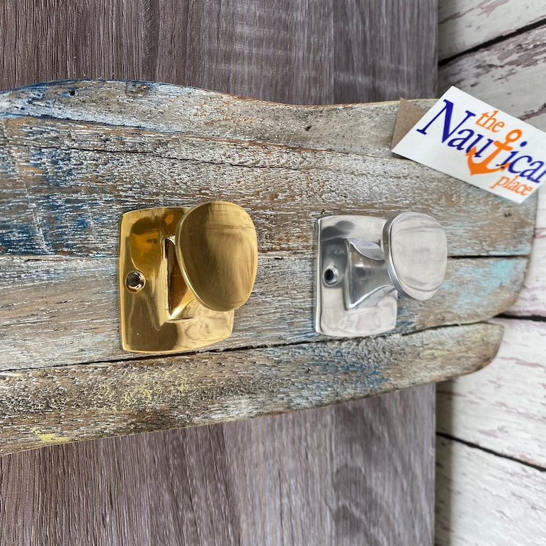 Solid Brass or Aluminum Single Hook Cleat - Nautical Wall Hooks ...