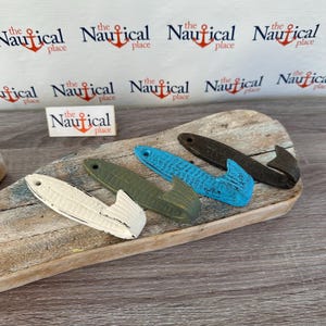 5" Cast Iron Fish Tail Wall Hook - Distressed White, Blue, Green ...