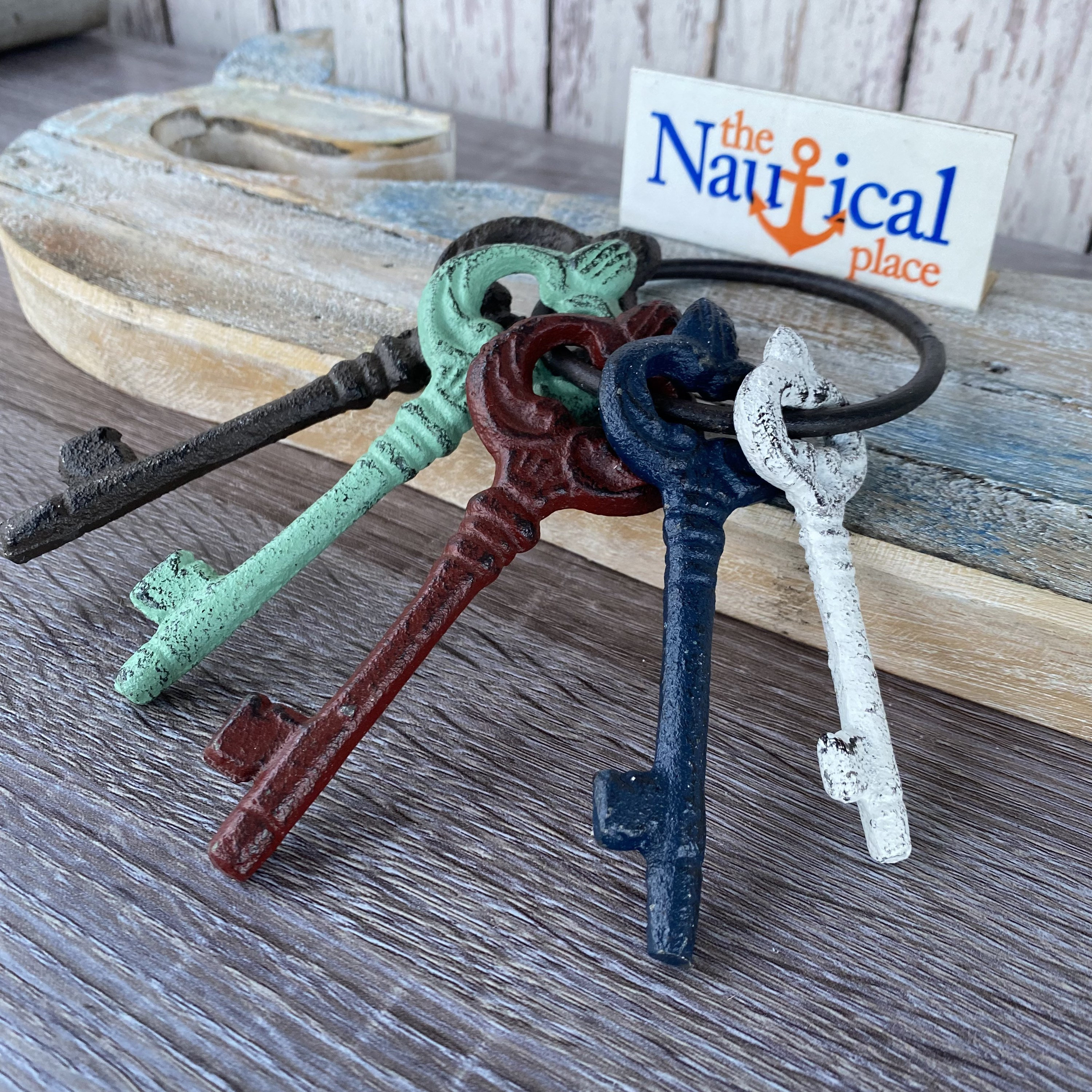 5 x Victorian Keys On Ring - Cast Iron Decorative Skeleton Key Set ...