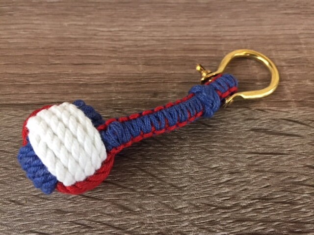 Monkey Fist Rope Knot Key Chain w/ Brass Shackle - 4.5 Long -Hand Tied ...