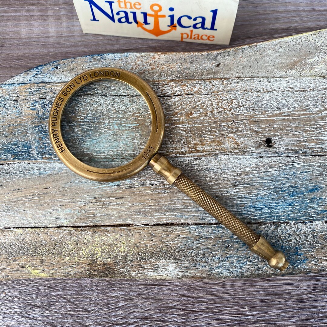 5.5" Brass Magnifying Glass - Antique Finish Hand Held Magnifier ...