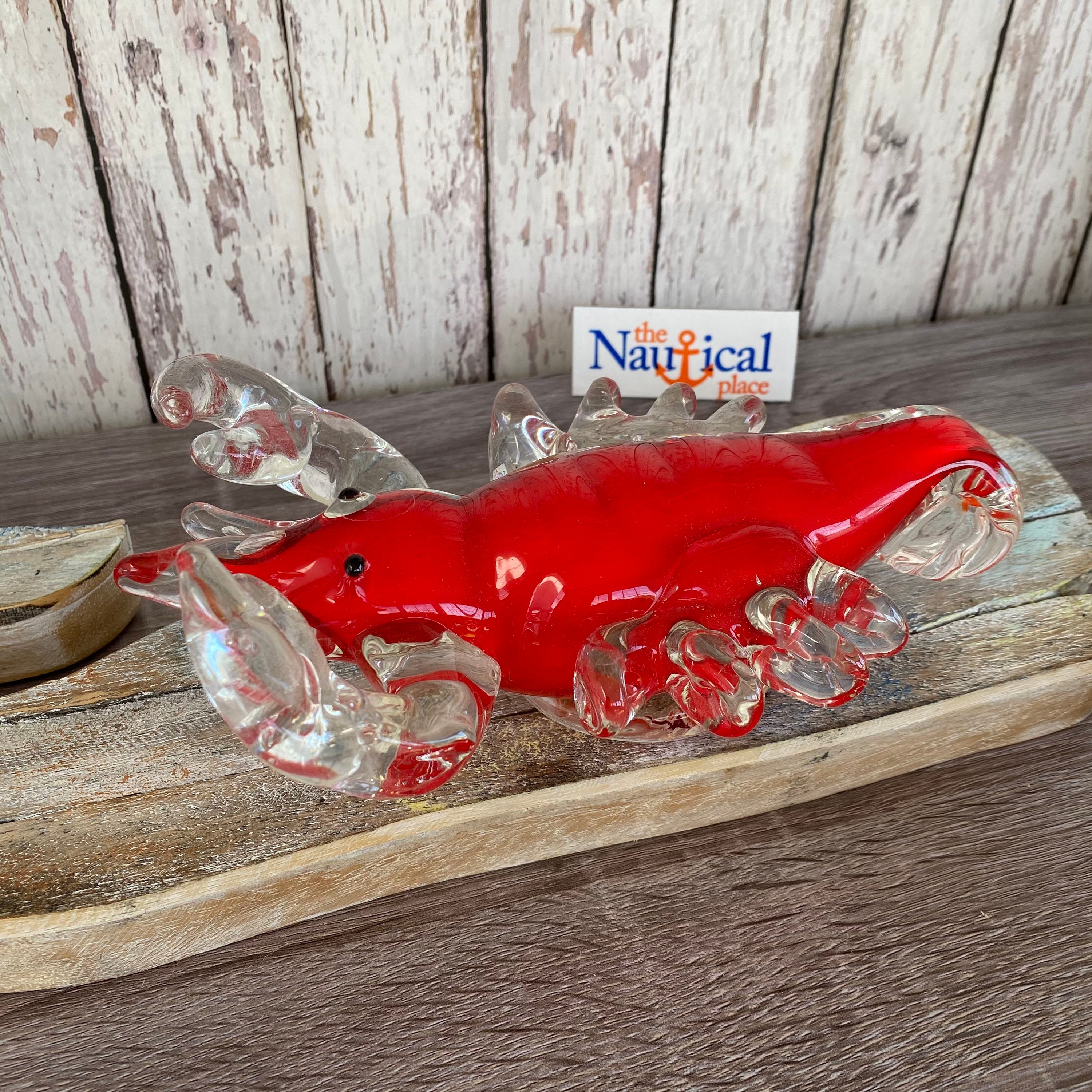 Large Glass Lobster Figurine / Hand Blown - Nautical Paperweight ...
