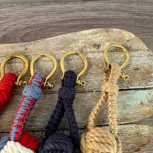 Monkey Fist Rope Knot Key Chain W/ Brass Shackle - 4.5" Long -hand Tied ...