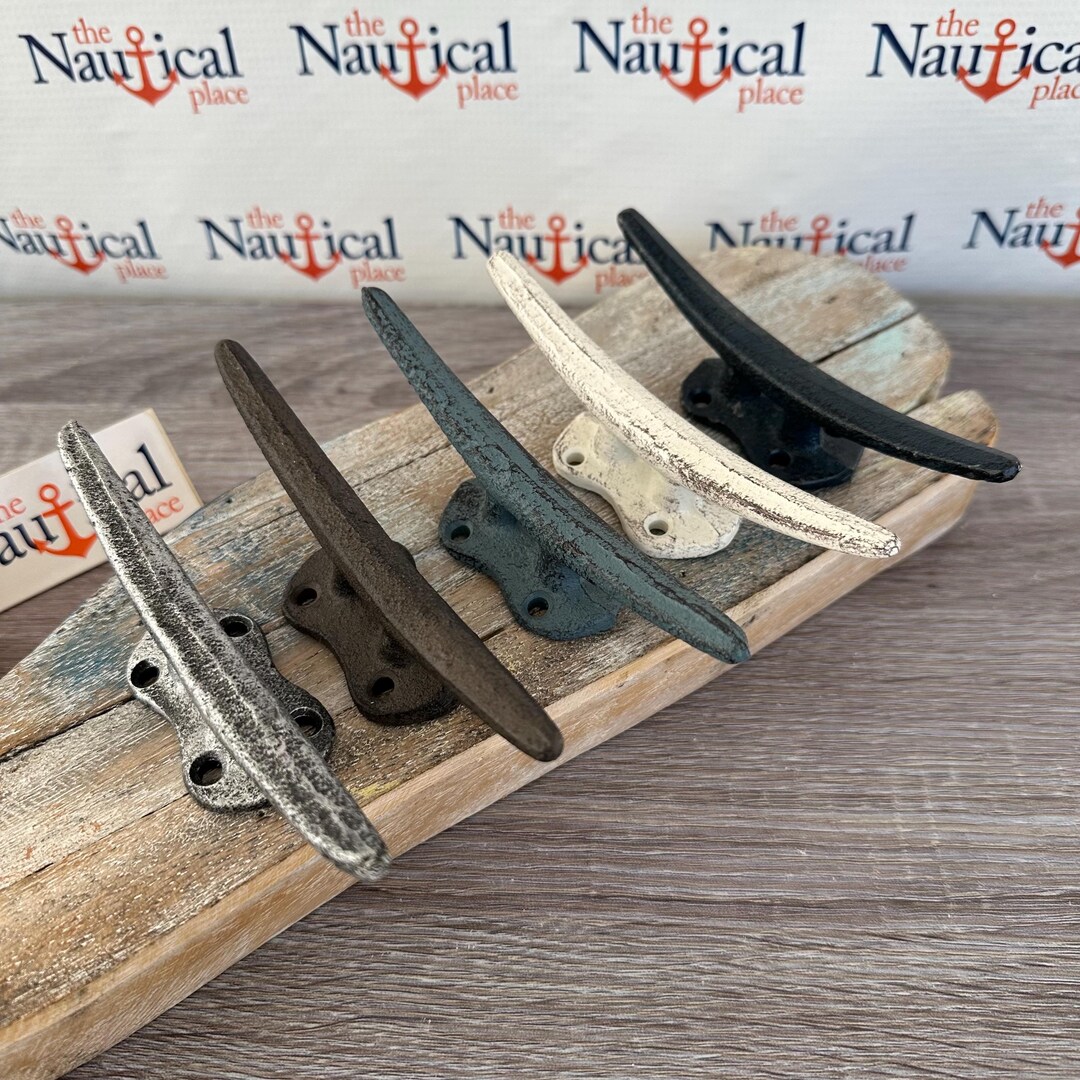 5.5" Cast Iron Cleats - Distressed White, Silver, Grey - Nautical ...