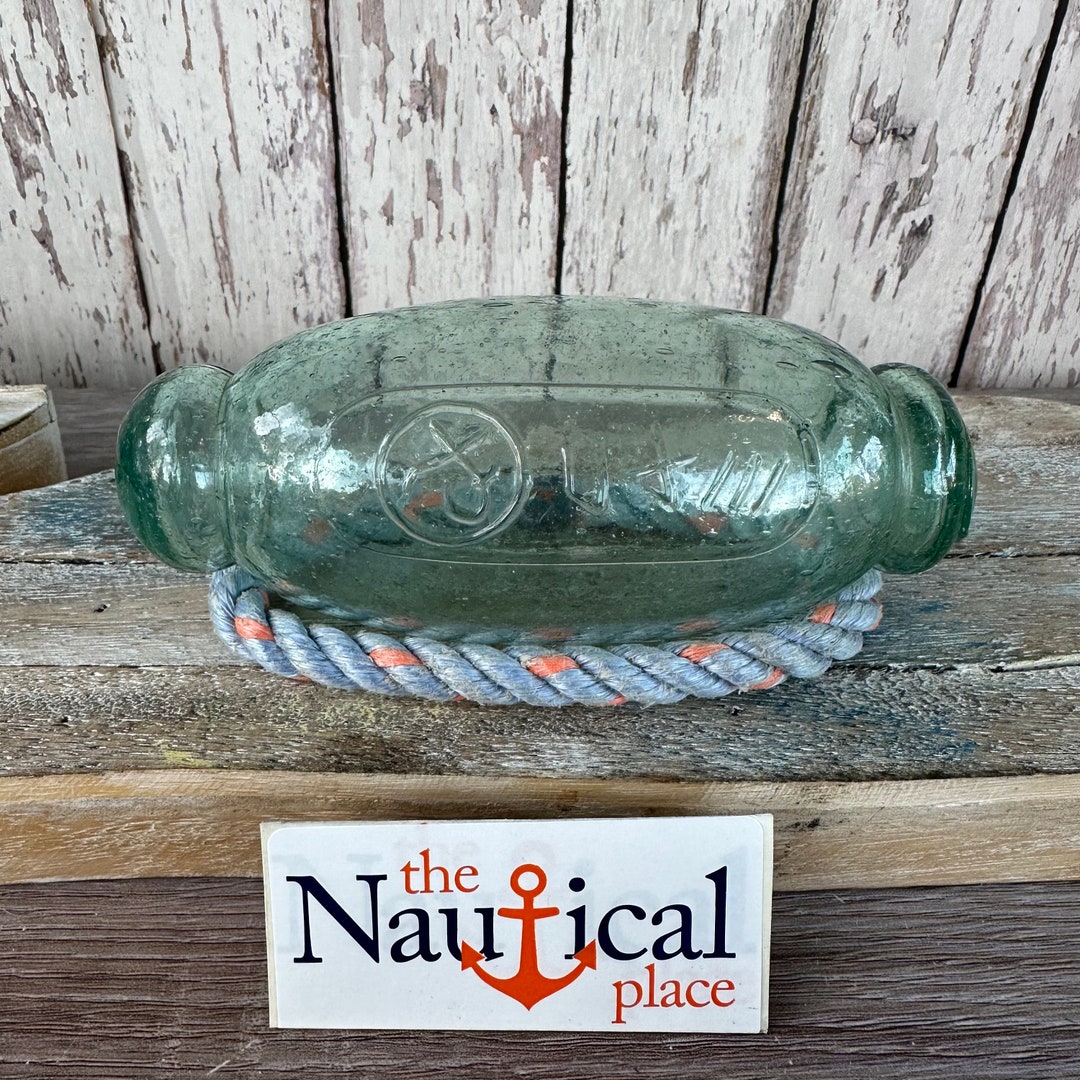 Japanese Glass Fishing Float, Kanji Rolling Pin W/ Nice Mark, Authentic Fish Net Buoy From Japan ...