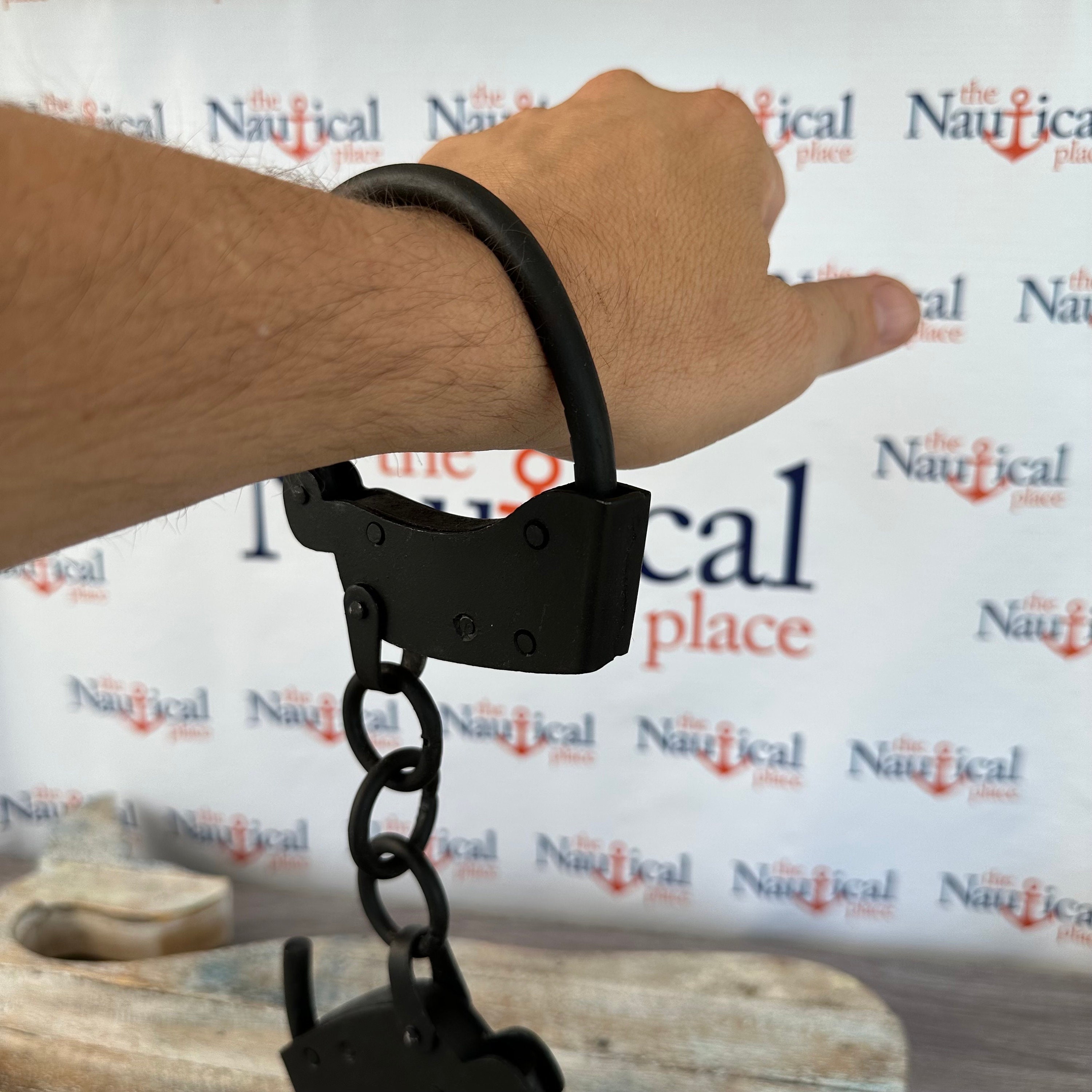 Iron Hand Cuffs and Key - Old Vintage Style Shackles - Police Jailer ...