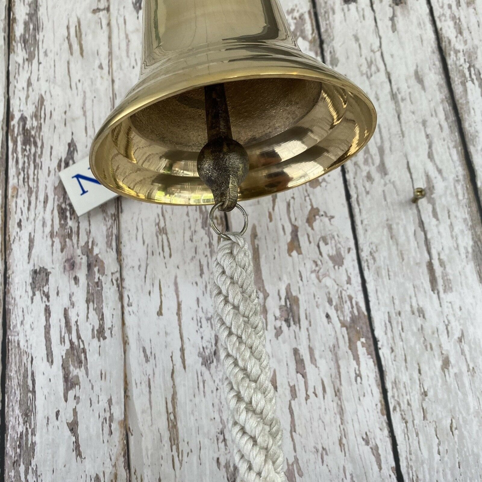 Brass Ship Bell w/ Bracket & Rope Lanyard - Nautical Wall Decor - Loud ...
