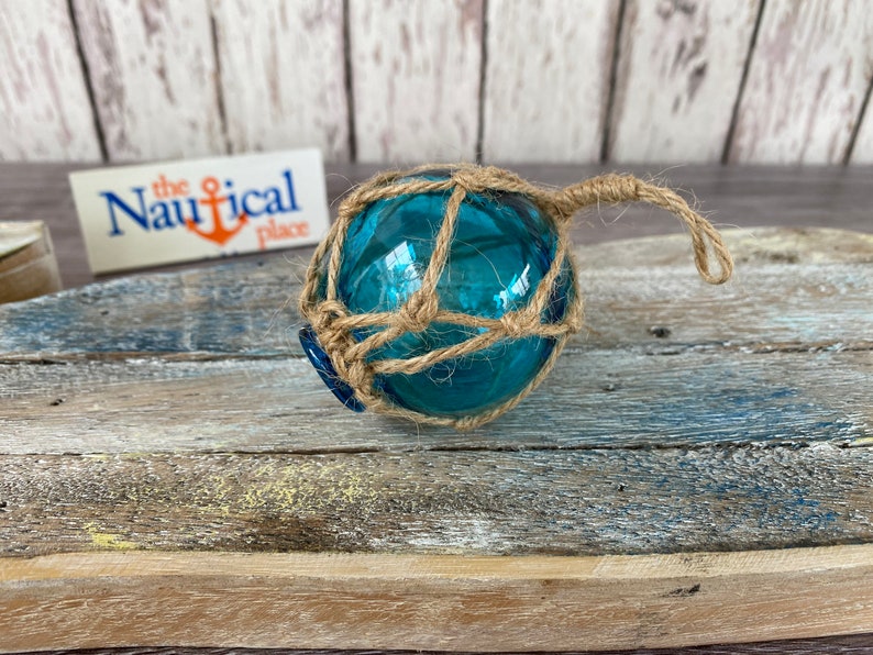 2" Aqua Glass Fishing Floats- Light Blue Turquoise Nautical Beach Decor ...