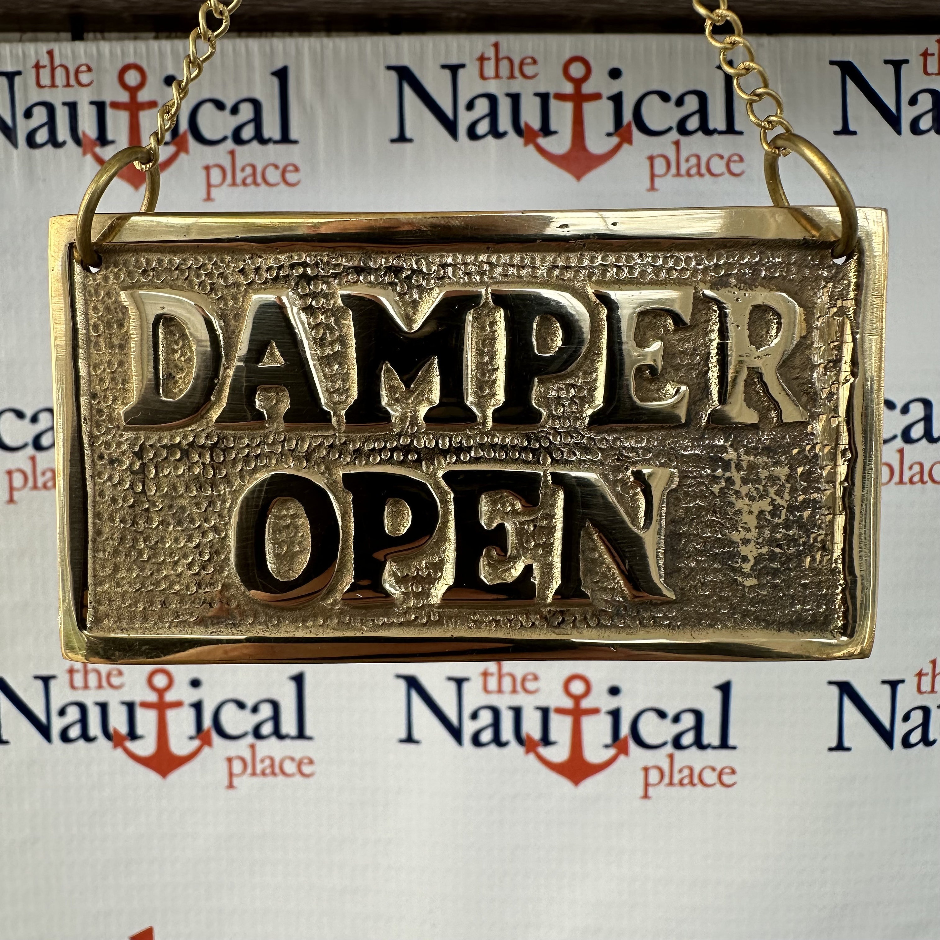 Solid Brass Open / Closed Damper Sign w/ Chain - Hanging Sign For Home