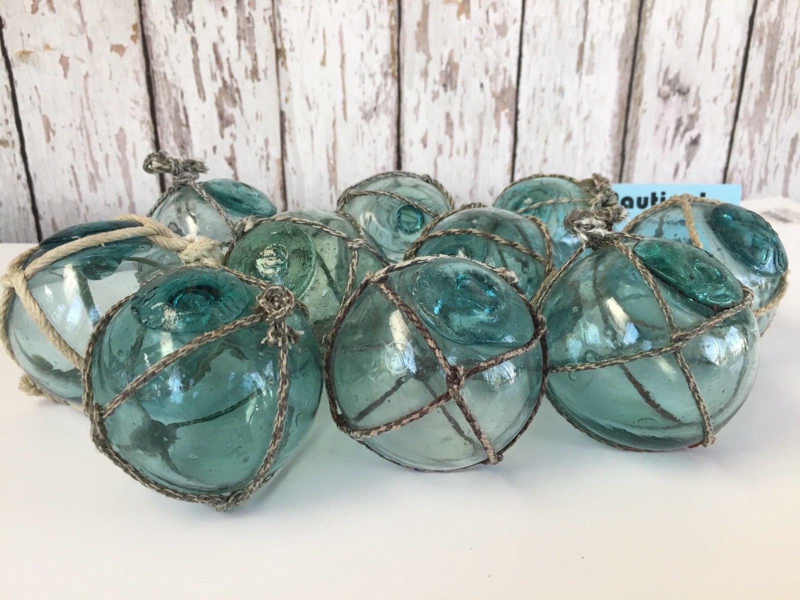 2.5 Japanese Glass Floats w/ Netting, Vintage Fishing Buoys From Japan ...