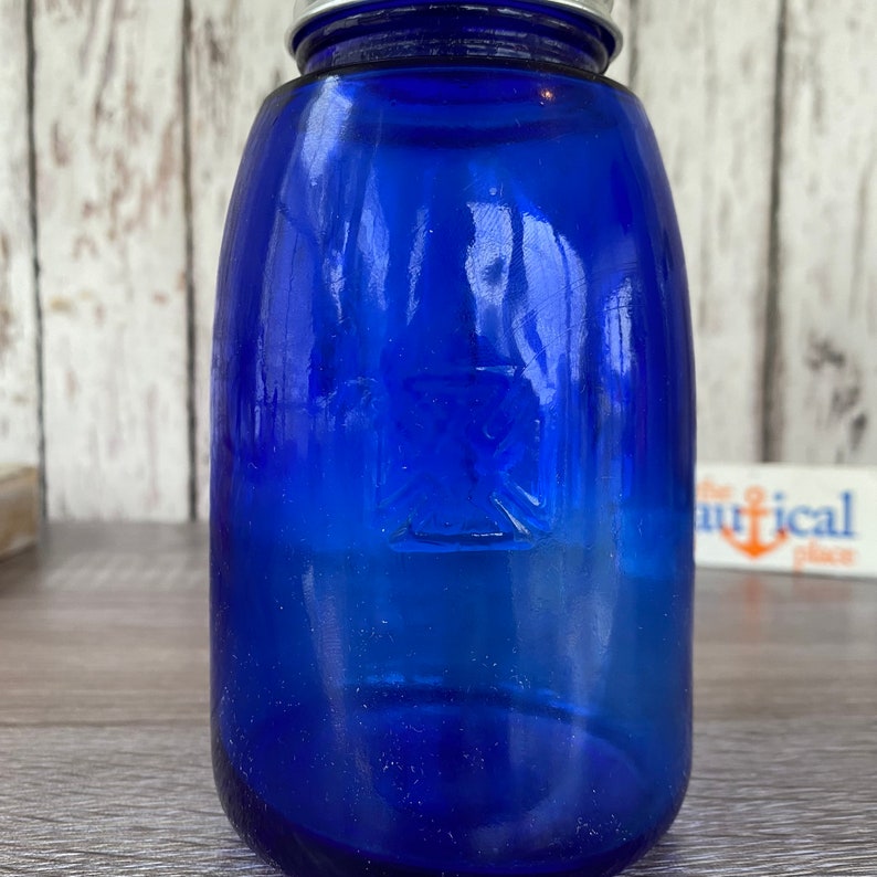 Cobalt Blue Mason Jar With Lid Dark Blue Glass Vintage - Etsy