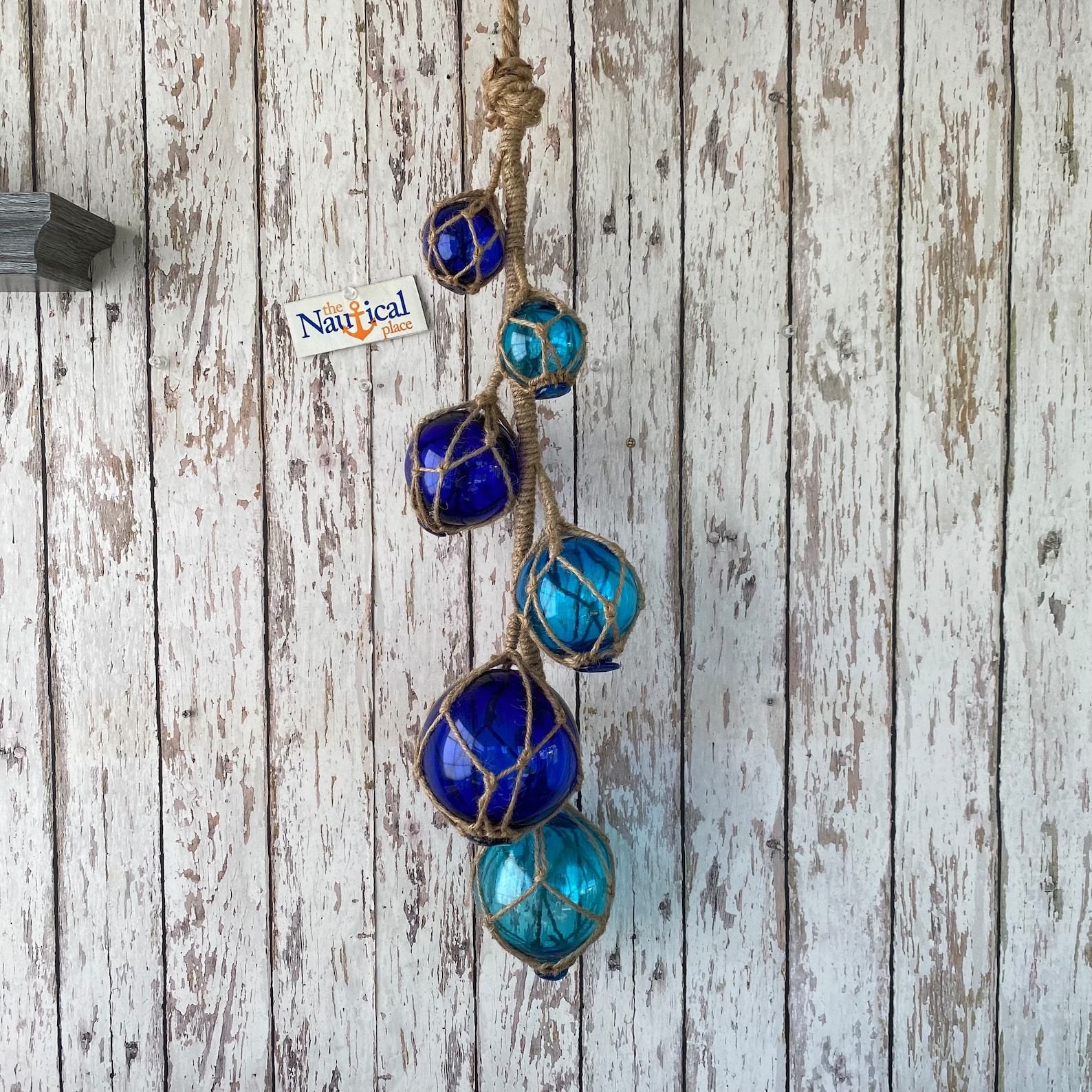 Glass Fishing Floats on Rope Fish Net Buoy Ball Nautical - Etsy