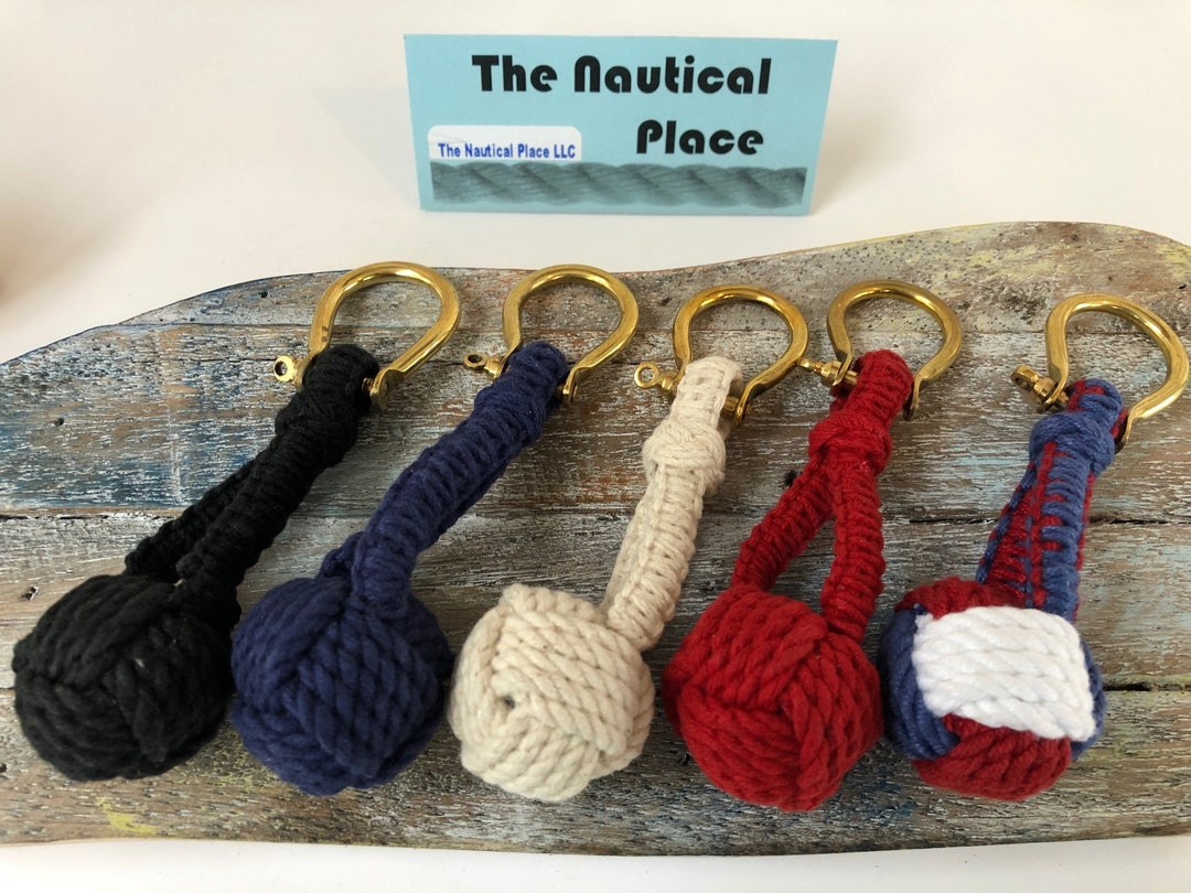 Monkey Fist Rope Knot Key Chain W/ Brass Shackle 4.5 - Etsy