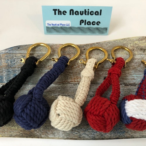 Monkey Fist Rope Knot Key Chain W/ Brass Shackle 4.5 - Etsy