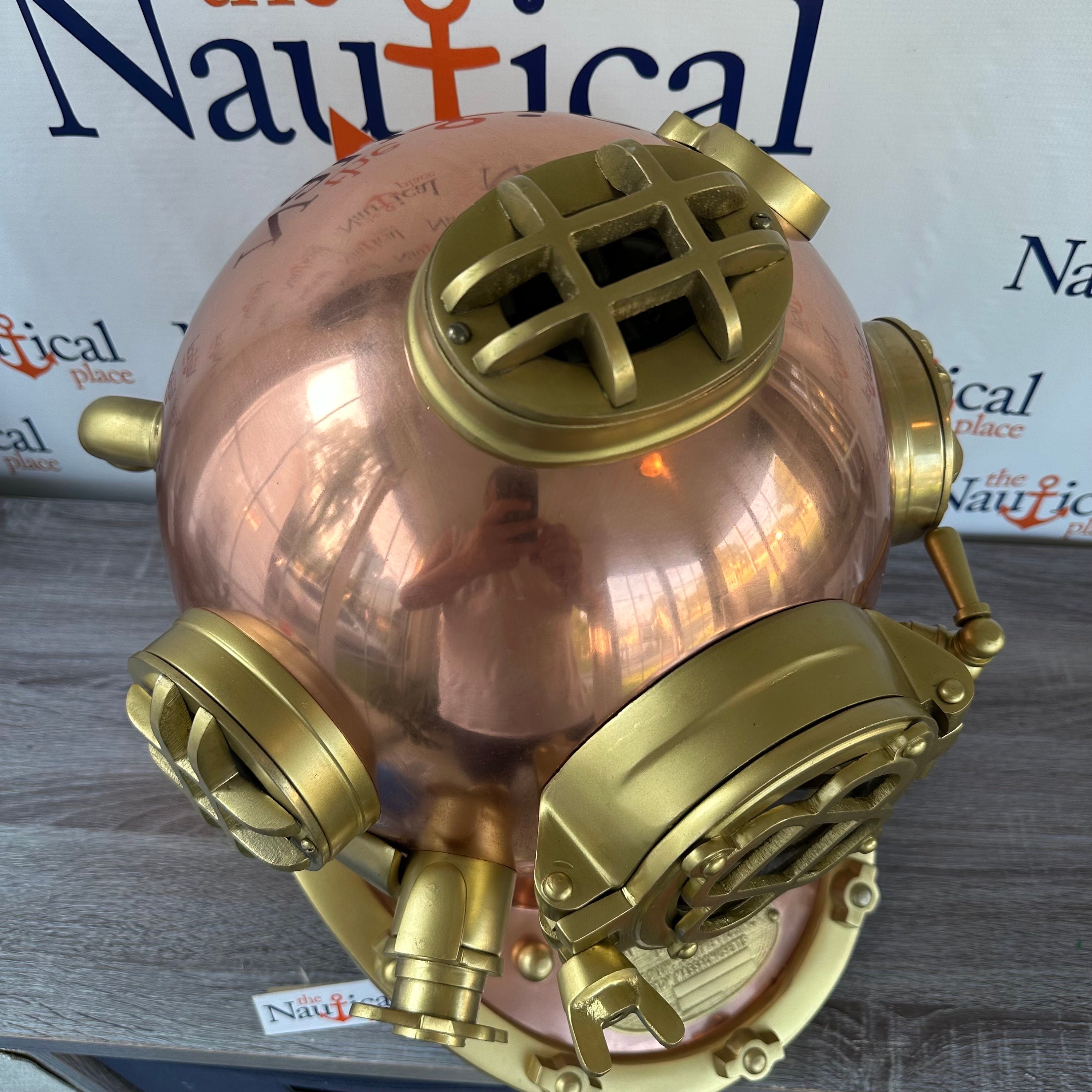 Copper & Antique Brass Finish Diver Helmet, Full Size Mark V Diving ...